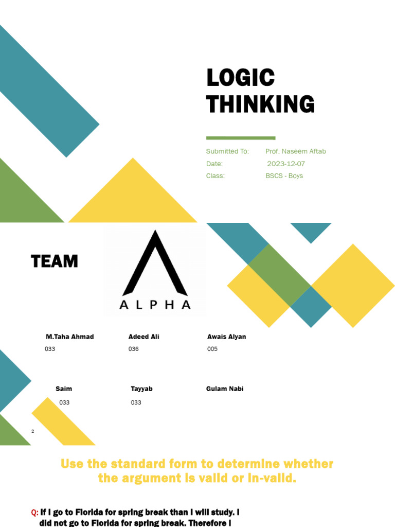 Logic Thinking Assingment Presentation | PDF
