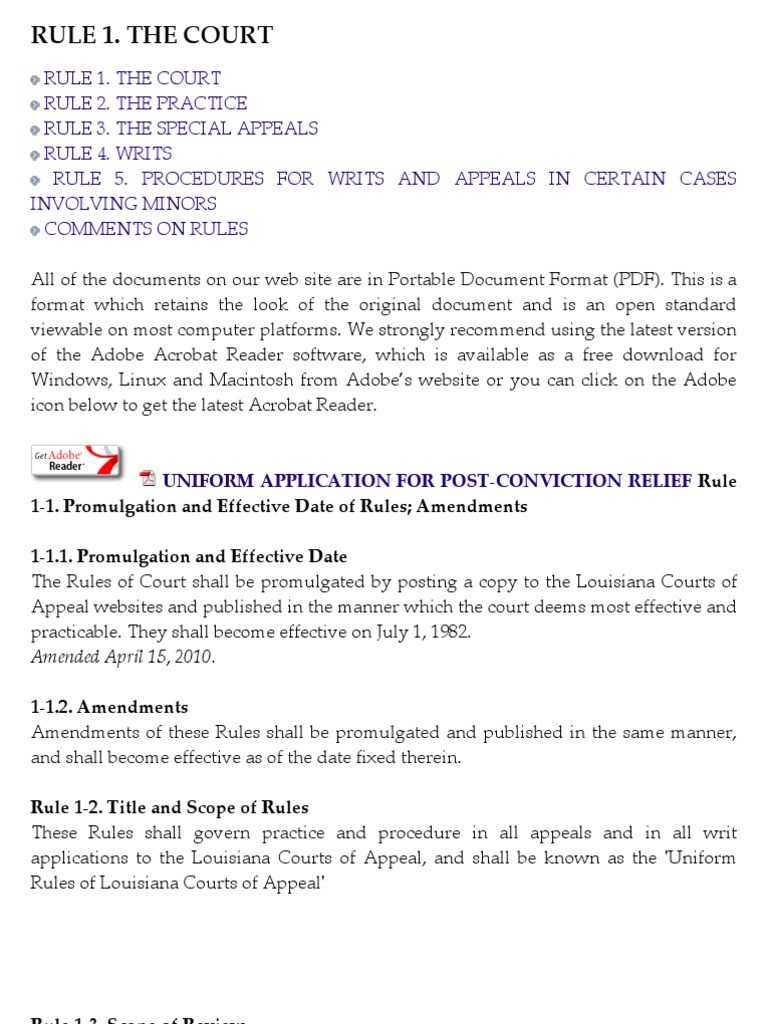 Uniform Rules of Court | PDF | Brief (Law) | Appeal
