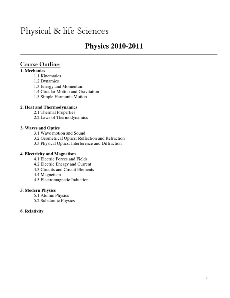 High School Physics Course Outline | PDF