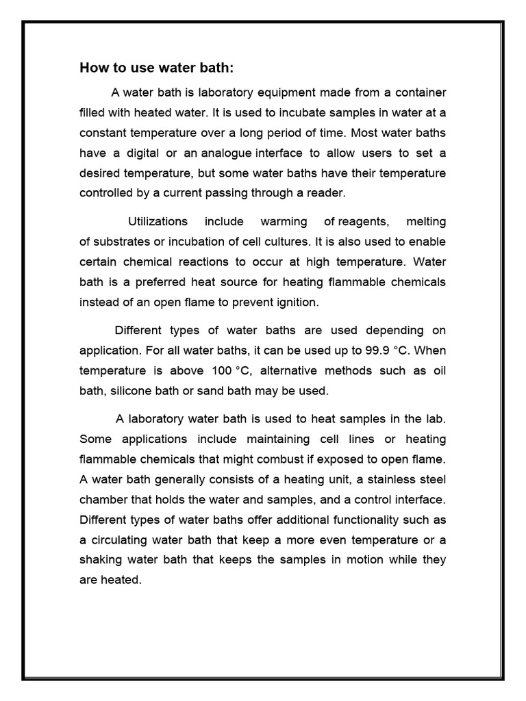 Water Bath | PDF | Water | Chemistry