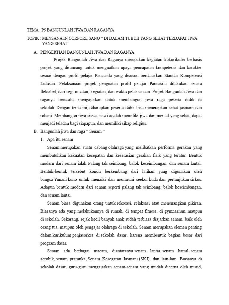 Materi P5 Bangunlah Jiwa Dan Raga | PDF | Karier & Perkembangan