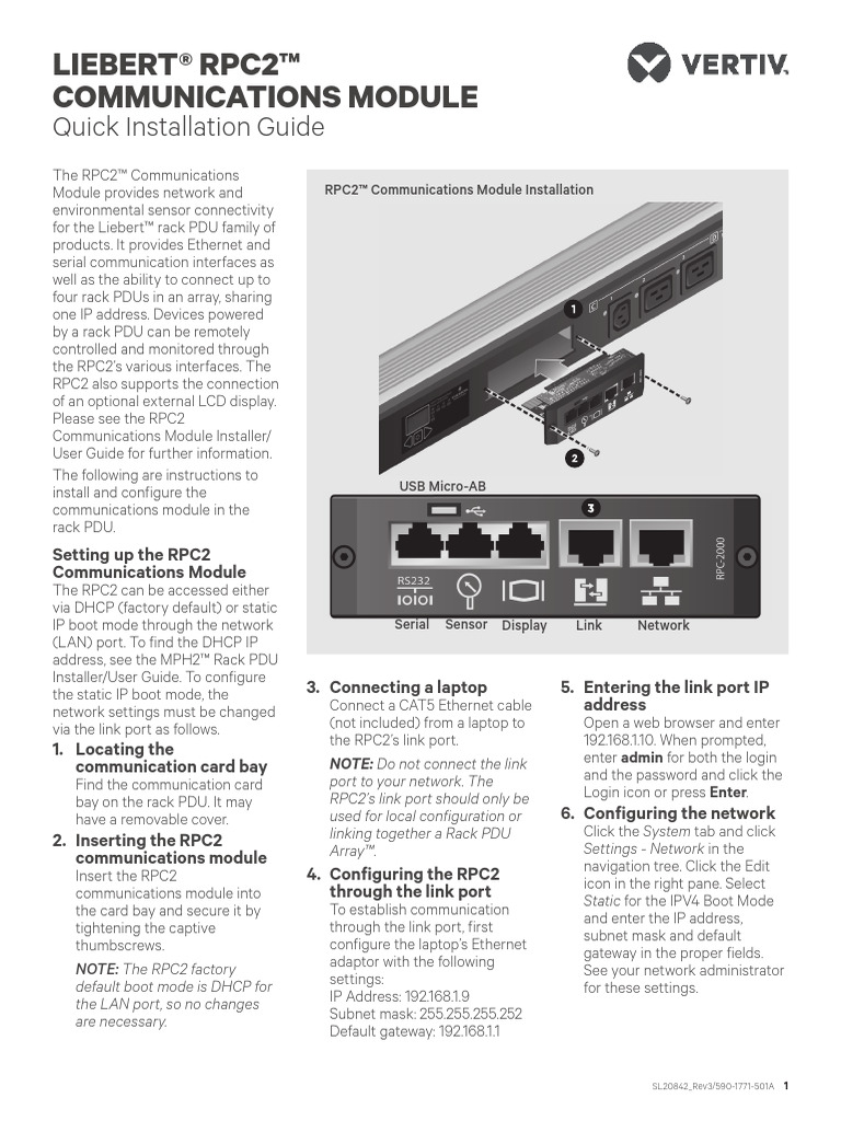 Liebert rpc2 Quick Installation Guide | PDF | Computadoras