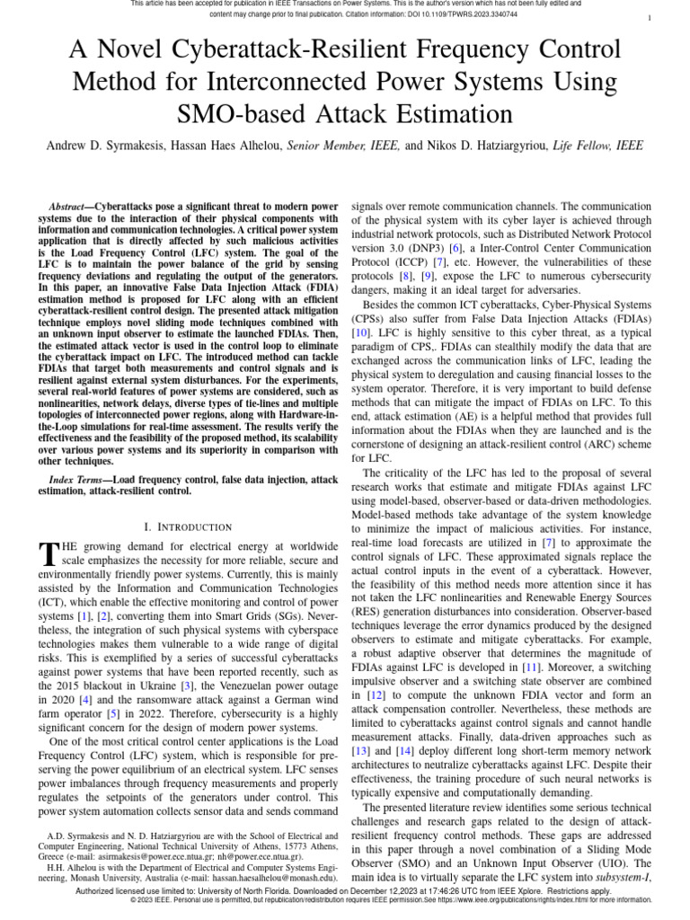 A Novel Cyberattack Resilient Frequency Control Method For