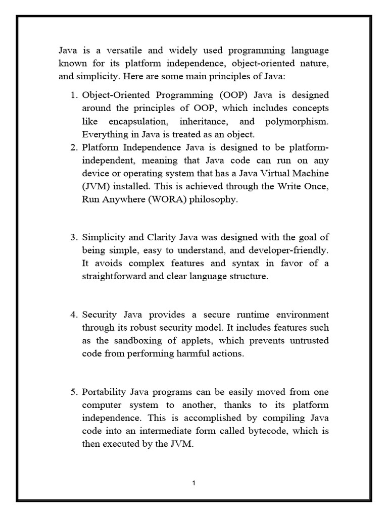Main Principles of Java | PDF | Java (Programming Language) | Java ... Main Principles of Java | PDF | Java (Programming Language) | Java ...