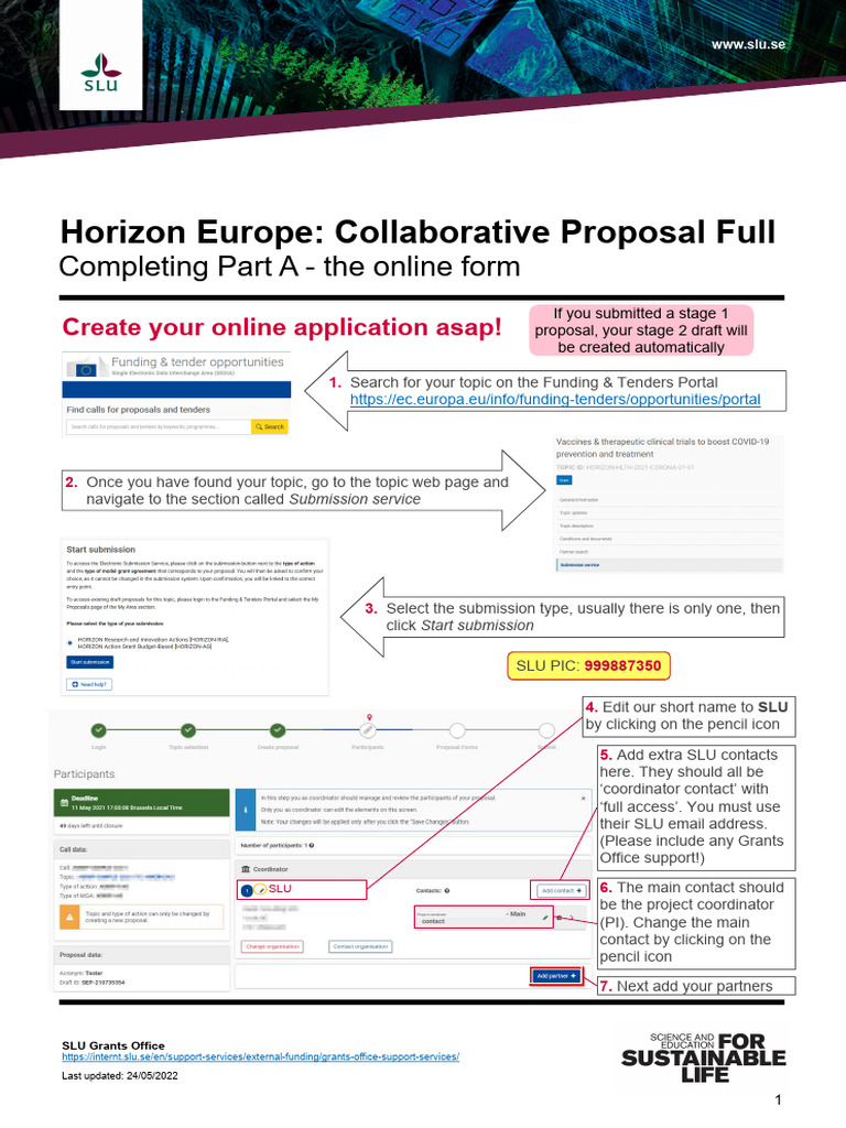 Heu Coordinated Proposals - Online Form Guidance Full Proposals | PDF | Information