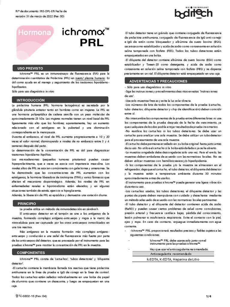 Inserto PRL 220331 | PDF | Especialidades Medicas | Sistema endocrino