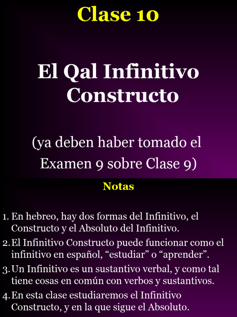 Infinitivo Constructo en Hebreo | PDF | Verbo | Gramática
