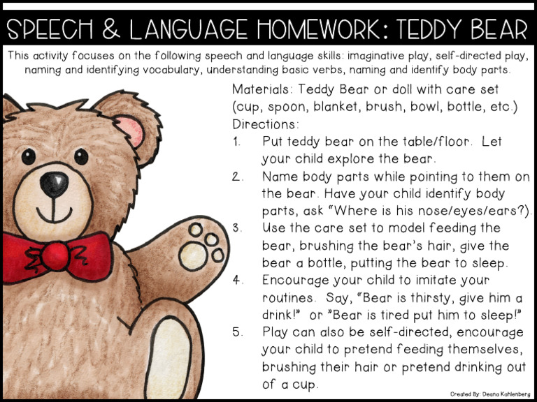 Teddy Bear Speech & Language Activity | PDF | Self-Improvement