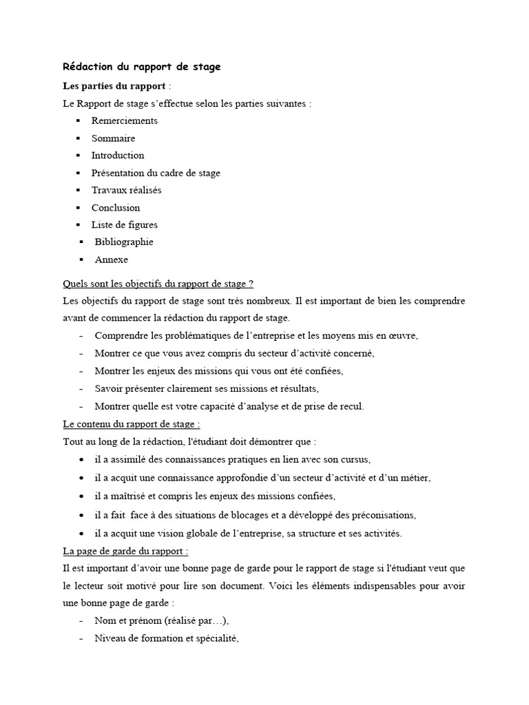 Guide de rédaction du rapport de stage | PDF | Évolution de carrière