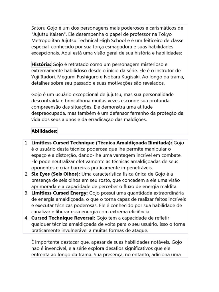 Jujutsu Kaisen - Satoru Gojo | PDF