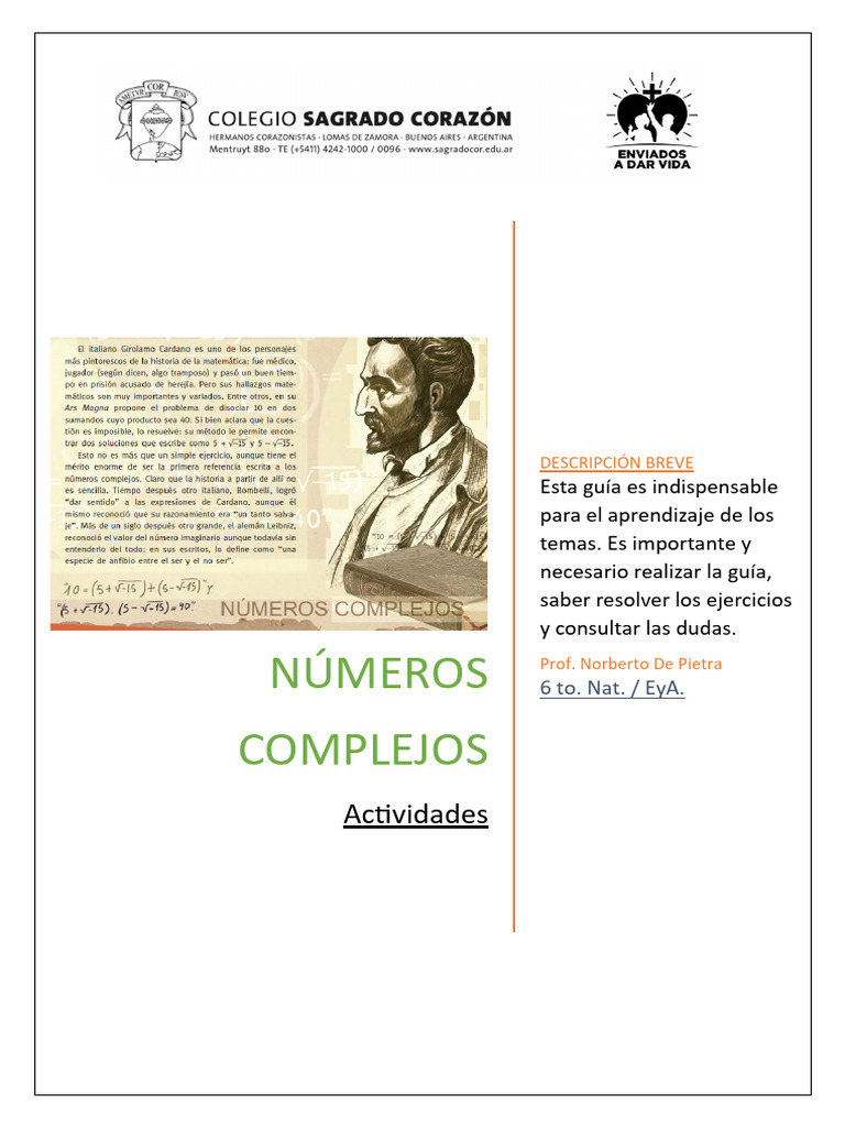 NÚMEROS COMPLEJOS - Guía de Actividades | PDF | Número complejo | Matemáticas