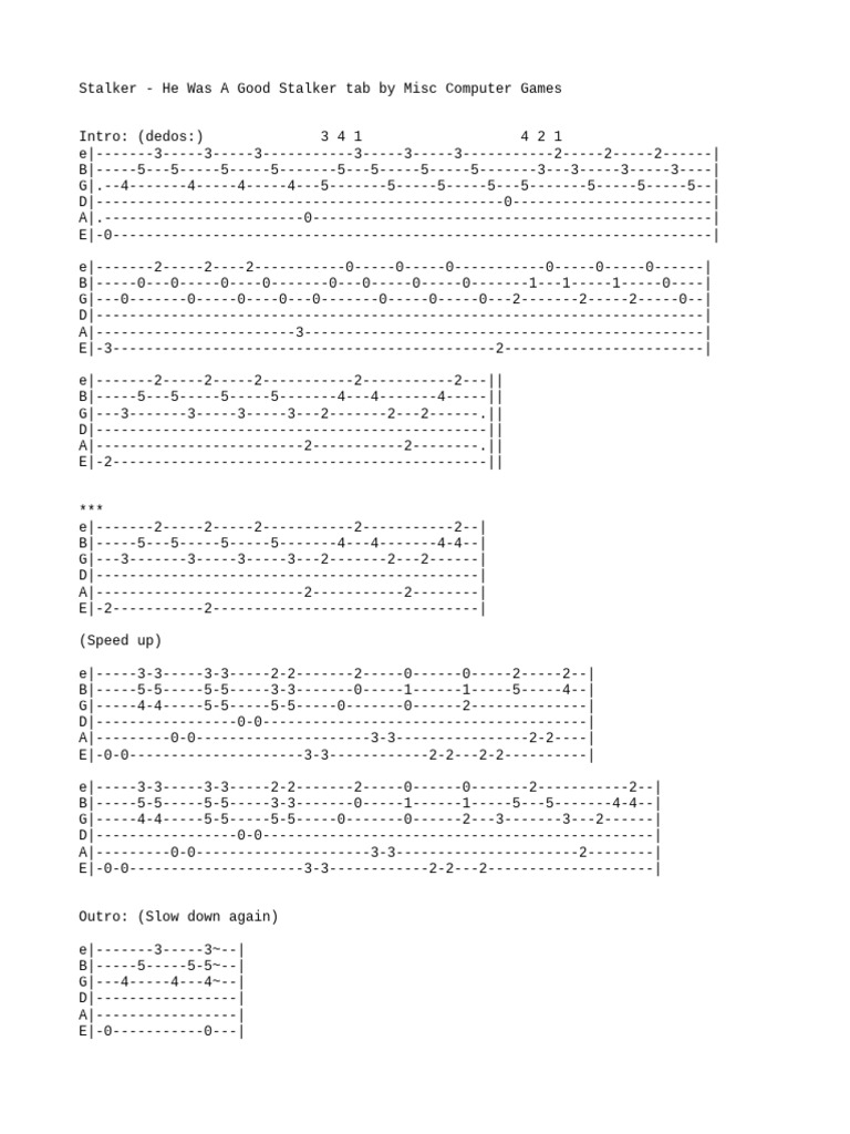 He Was A Good Stalker Guitar Tab | PDF | Computers