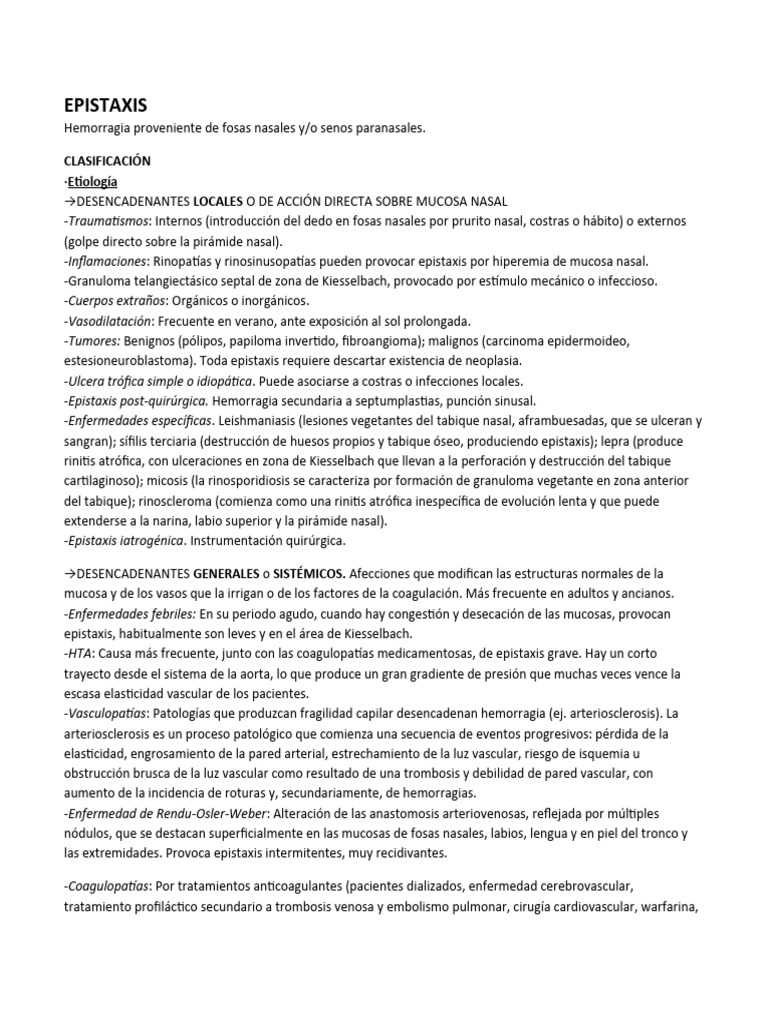Causas y Tratamientos de Epistaxis | PDF | Trombo | Sangrado