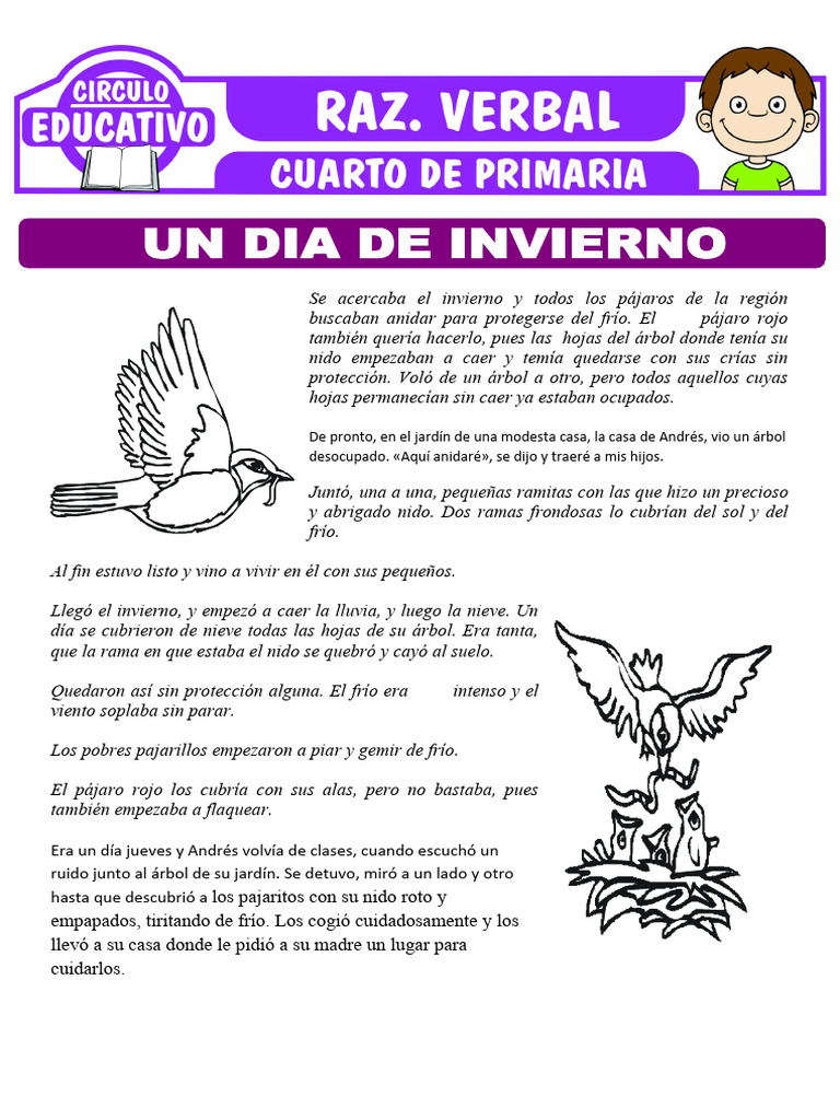 Lectura Sobre Un Dia de Invierno para Cuarto de Primaria | PDF