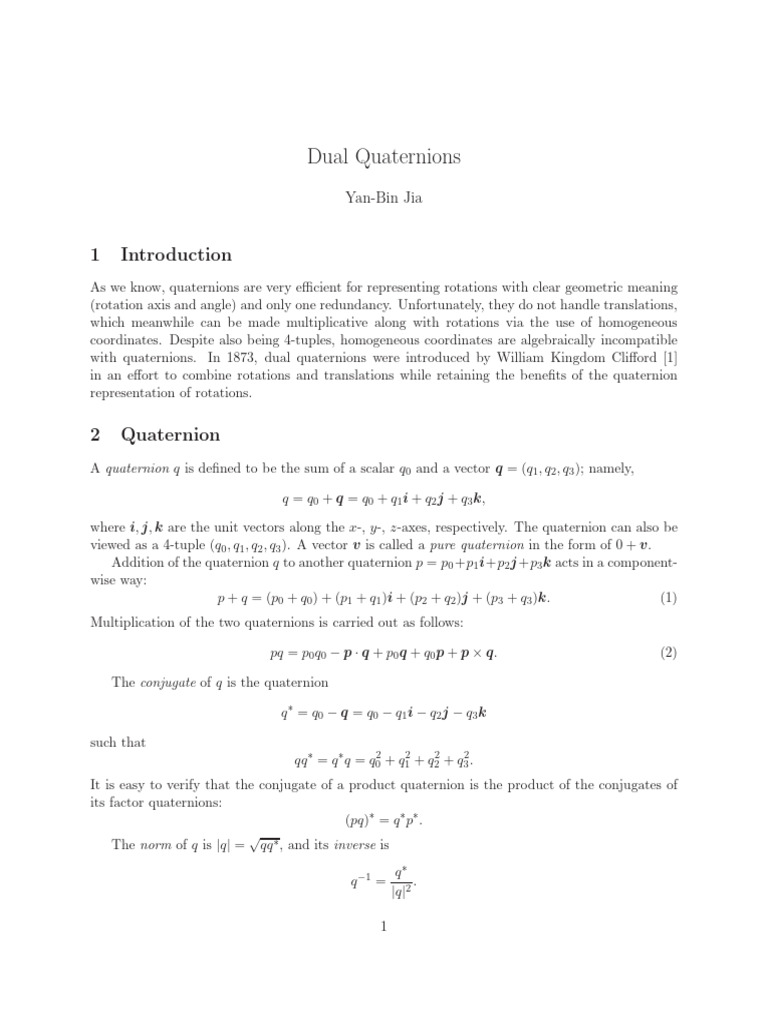 Dual Quaternion | PDF | Euclidean Geometry | Euclid