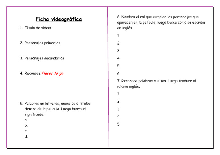 Modelo de Ficha Videográfica | PDF