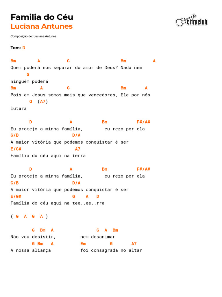 Cifra Club - Luciana Antunes - Familia Do Céu | PDF