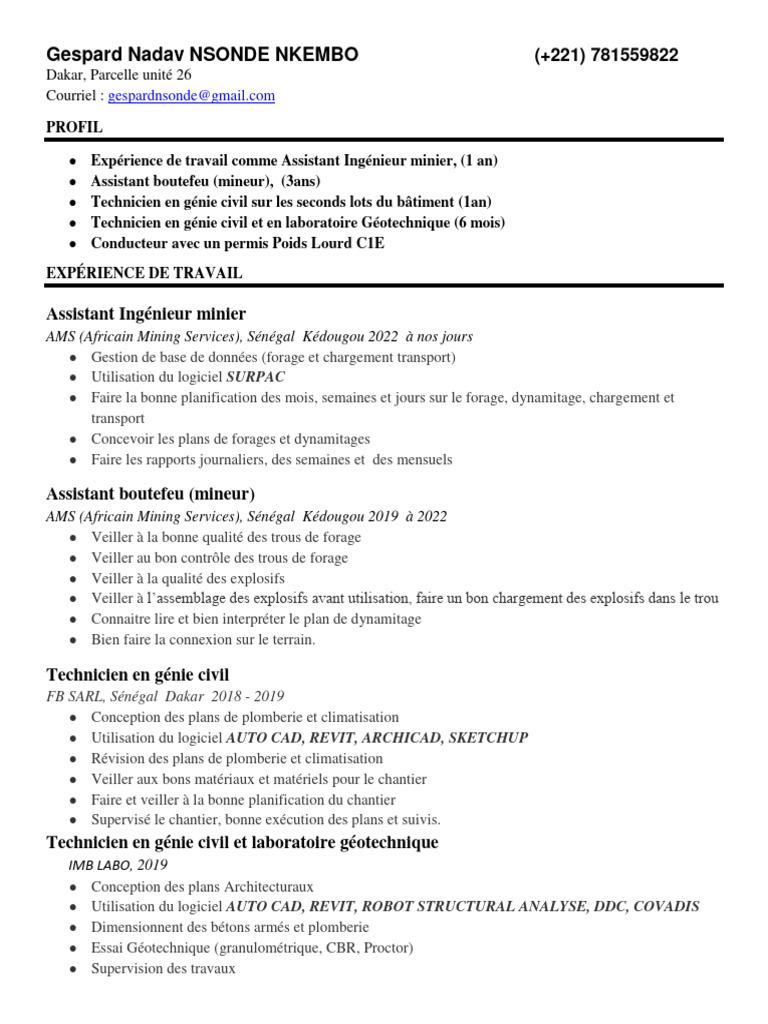 Assistant Ingénieur Minier et Boutefeu | PDF