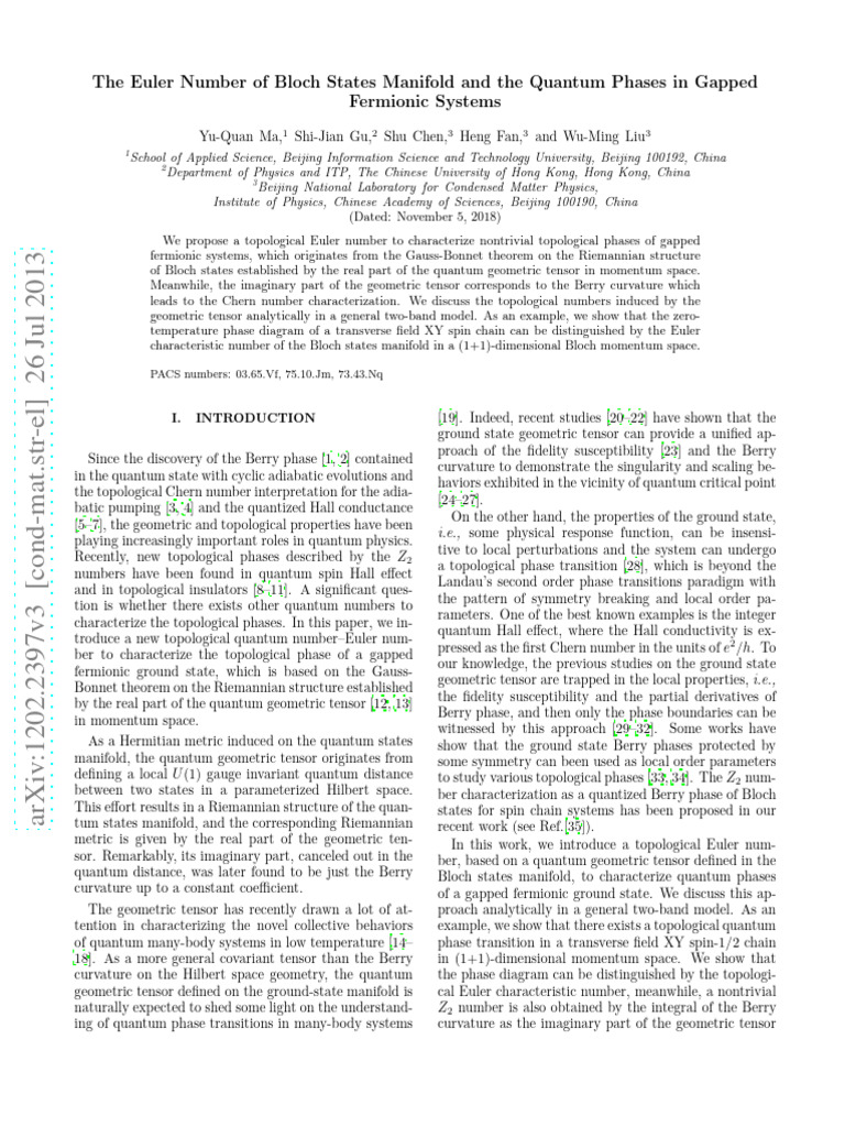 The Euler Number of Bloch States Manifold and The Quantum Phases in ...