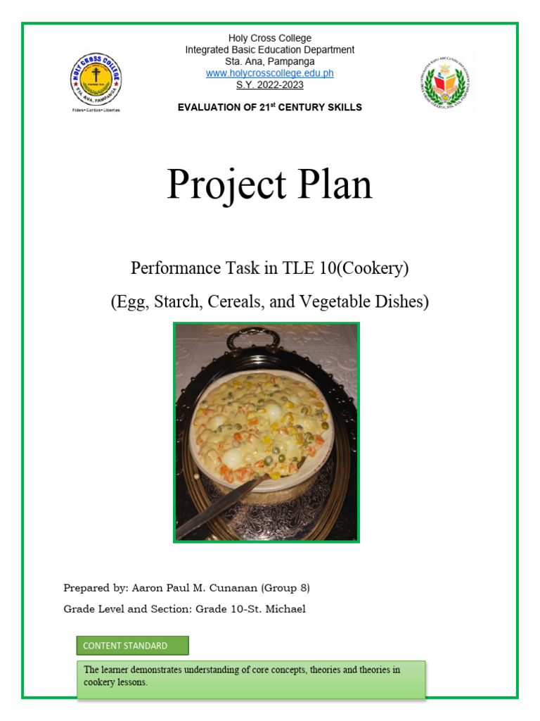 Project Plan 2nd Quarter in TLE | PDF | Cooking | Vegetables