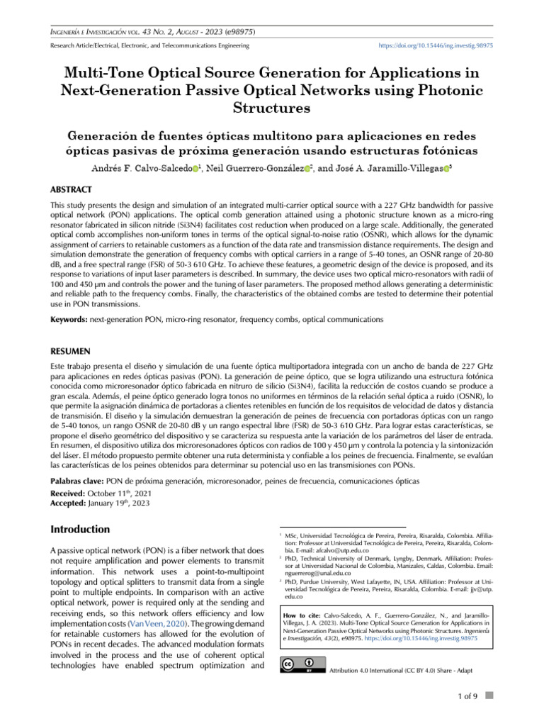 Multi-Tone Optical Source Generation For Applications in Next ... Multi-Tone Optical Source Generation For Applications in Next ...