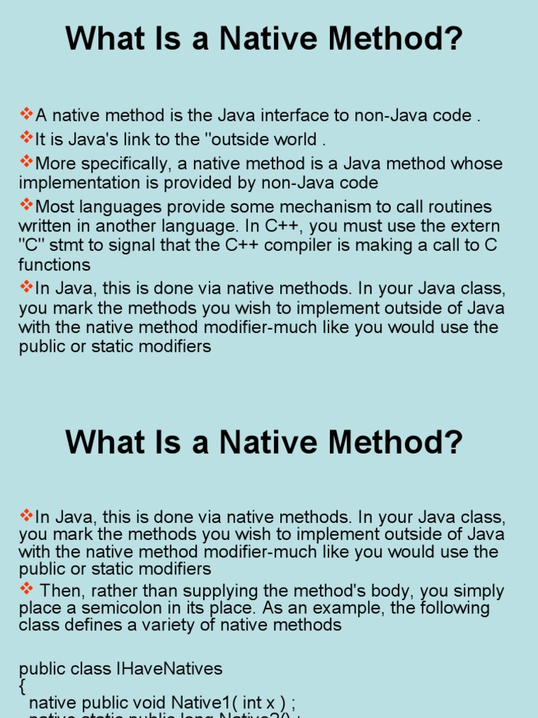 What Is A Native Method | PDF | Method (Computer Programming) | Class ...