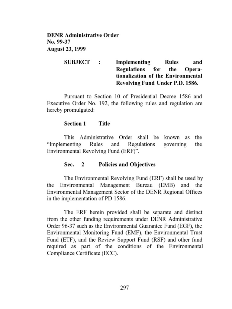 Envdao99-37 Implementing Rules and Regulations For The ...
