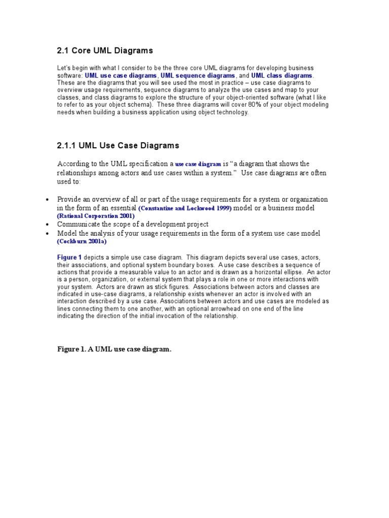 2.1 Core UML Diagrams: UML Use Case Diagrams UML Sequence Diagrams UML Class Diagrams | PDF ...