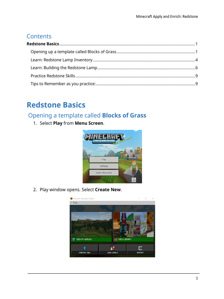 Redstone Basics | PDF
