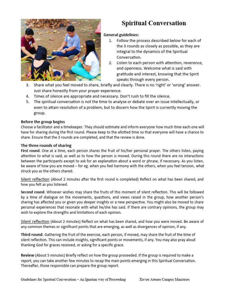 Spiritual Conversation Guideline | PDF | Prayer | Human Communication