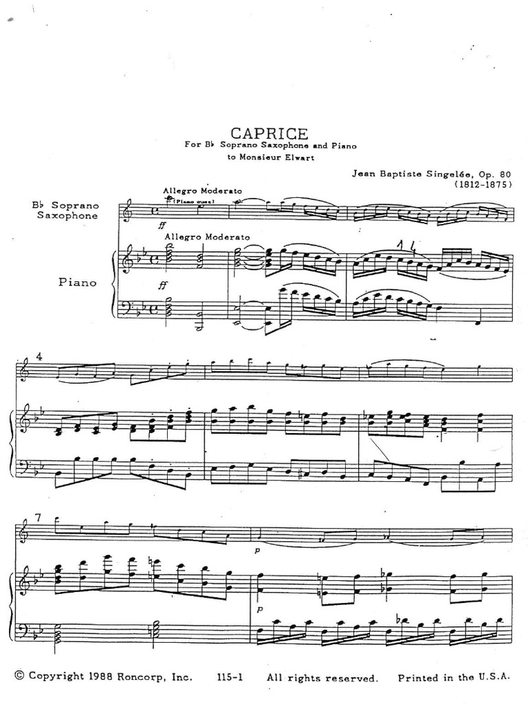 J.B.Singelee - Caprice. Op.8 (Piano) | PDF