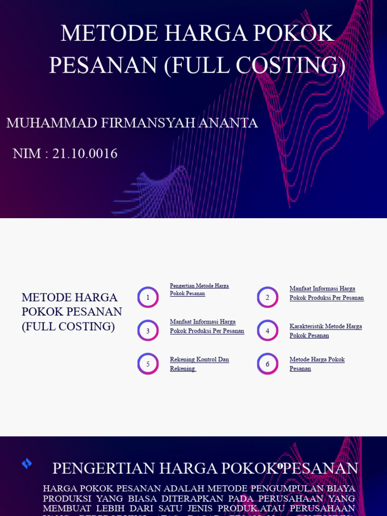 Presentation Metode Harga Pokok Pesanan - Full Costing | PDF