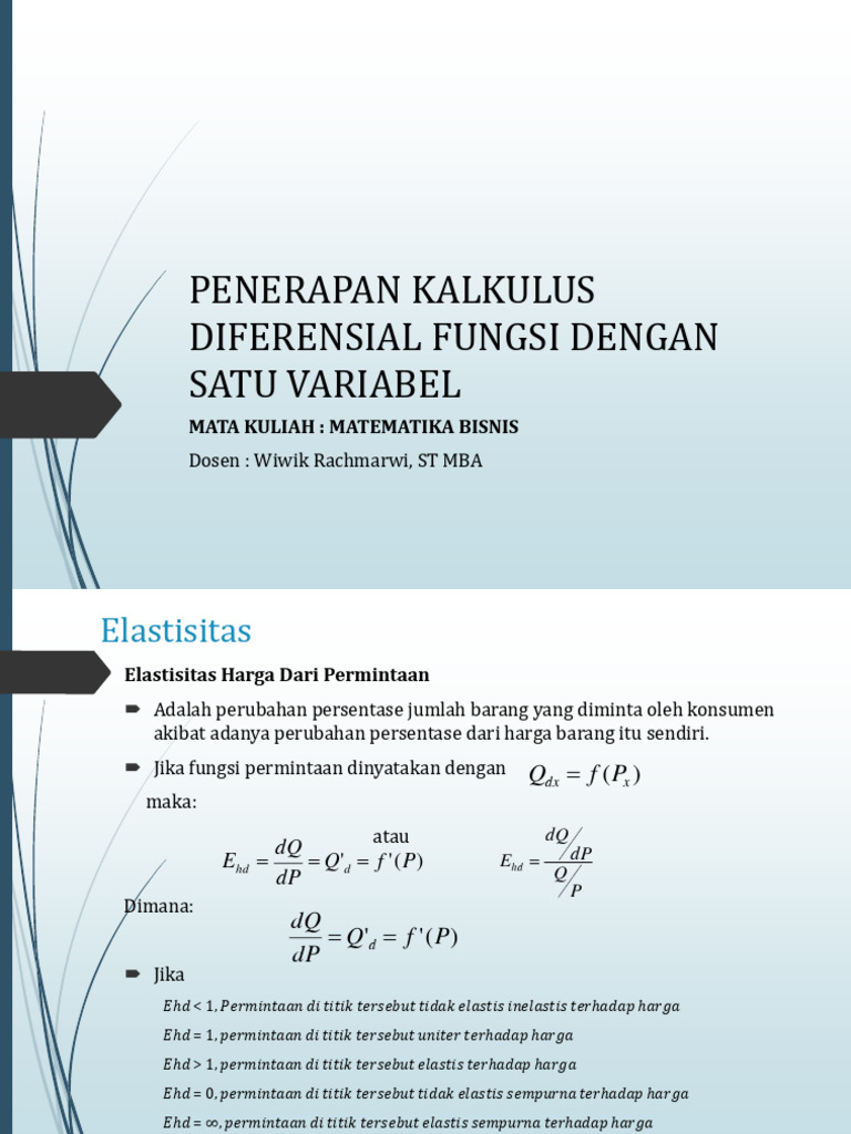 MB VIII - Penerapan Kalkulus Diferensial - Fungsi Dengan 1 Var Bebas | PDF