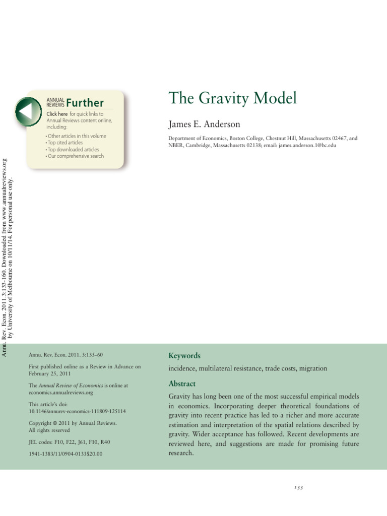 The Gravity Model | PDF | Economic Equilibrium | General Equilibrium Theory