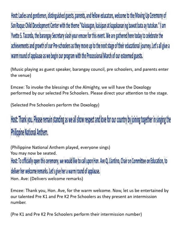 Script For Hosting | PDF | Ceremonies | Rituals