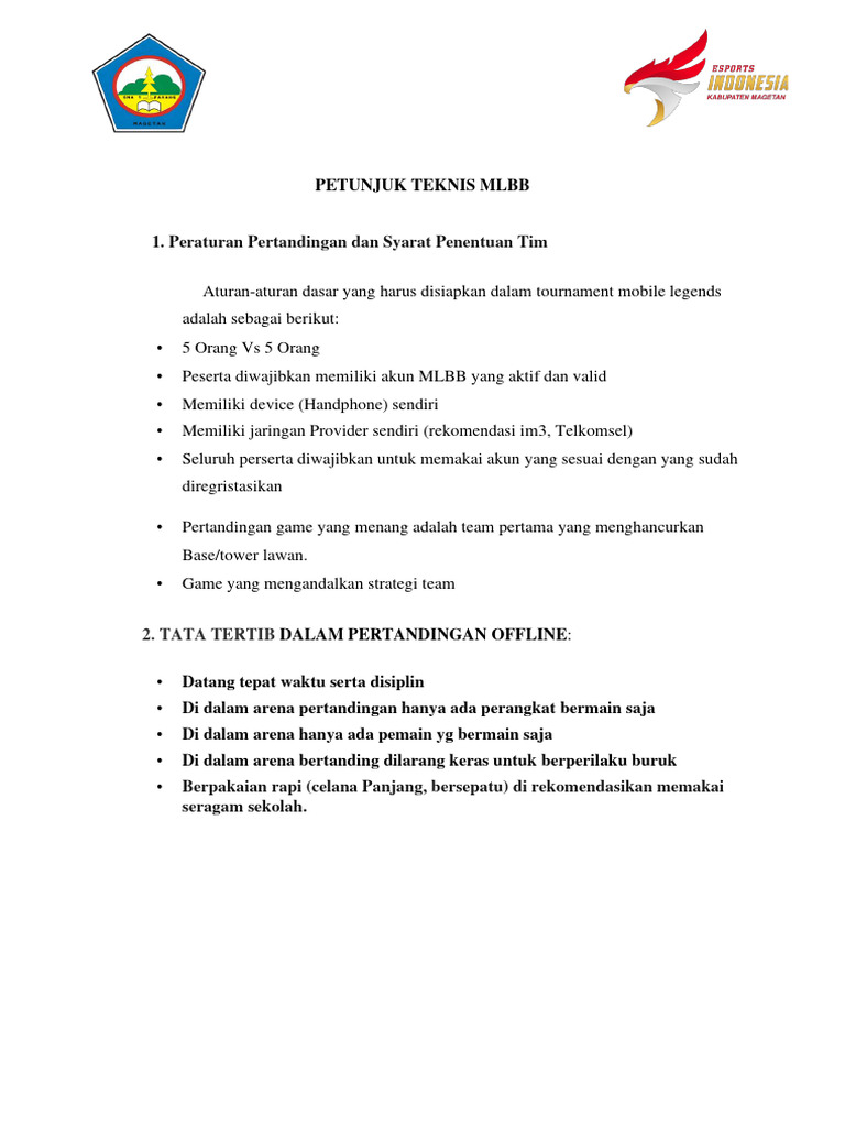 Petunjuk Teknis MLBB | PDF