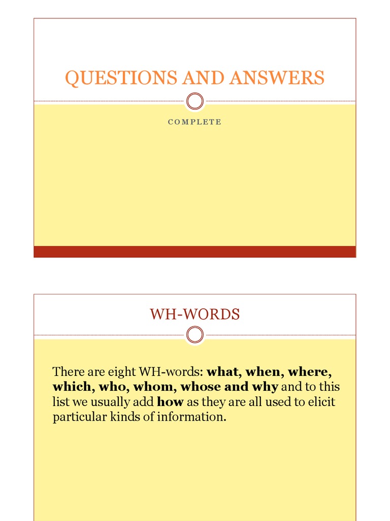 Complete Answers With Verb To Be | PDF