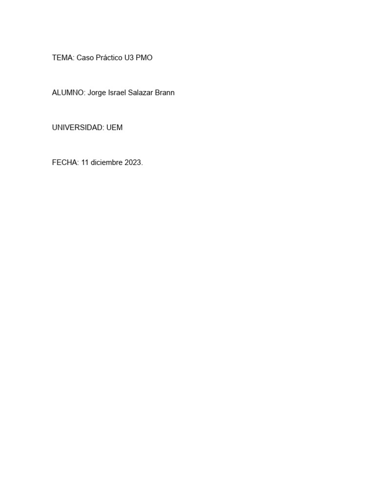 Caso Práctico U3 PMO | PDF | Business | Tecnologías de la información