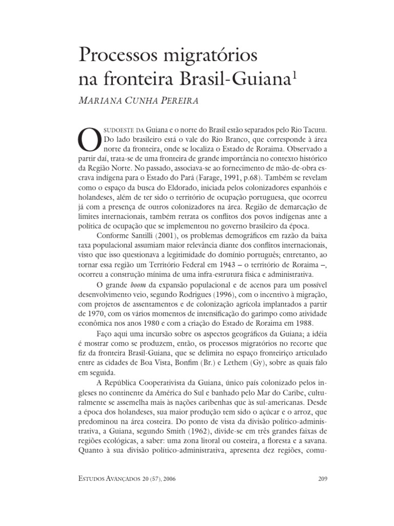 Migração na Fronteira Brasil-Guiana | PDF | Guiana | Brasil