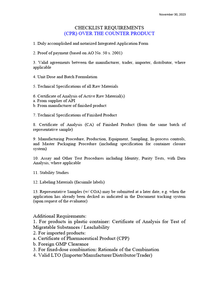 CHECKLIST REQUIREMENTS | PDF