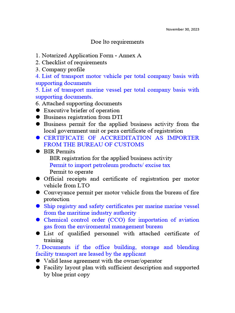 Doe Lto Requirements | PDF | Finance & Money Management | Law