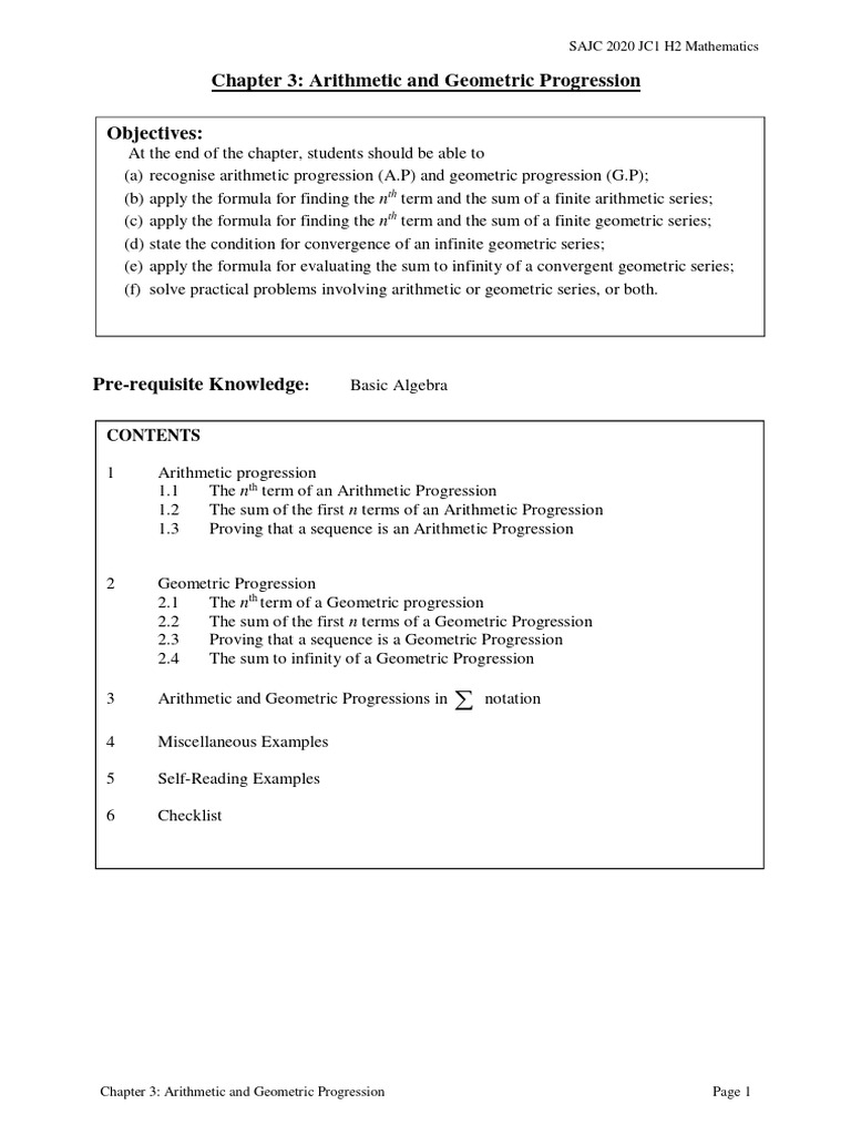 2020 JC1 3 AP GP Notes Student2 | PDF | Summation | Series (Mathematics)