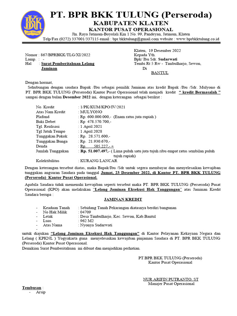 Surat Peringatan 1 | PDF