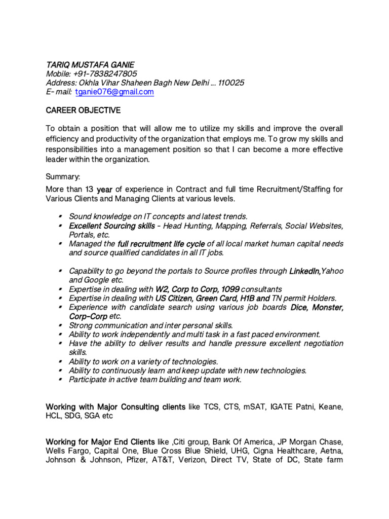 Tariq Mustafa Resume | PDF | Business | Finance & Money Management