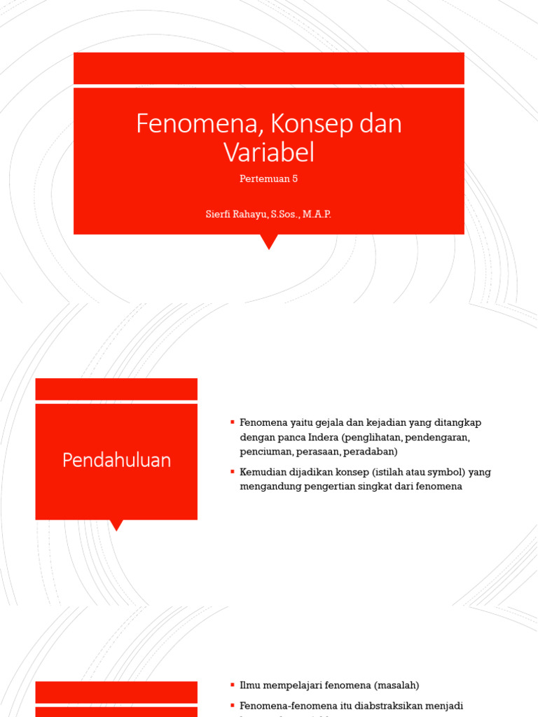 Pertemuan 5 Fenomena, Konsep Dan Variabel | PDF