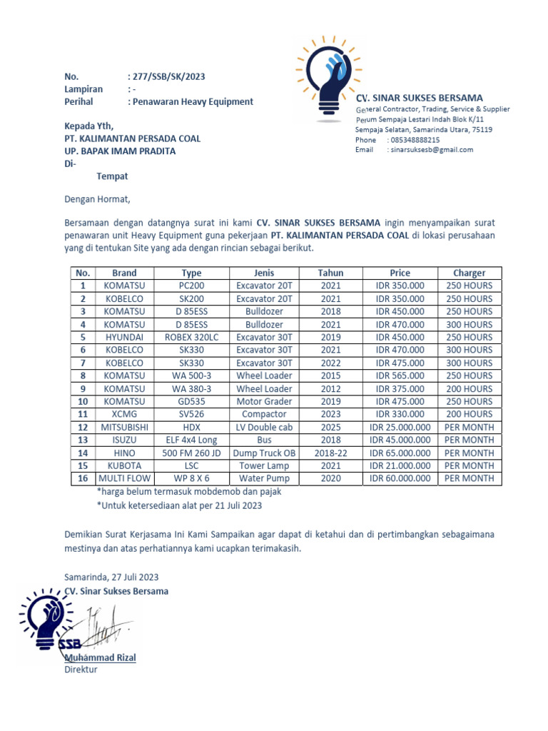 Offering Letter SSB-KPC | PDF