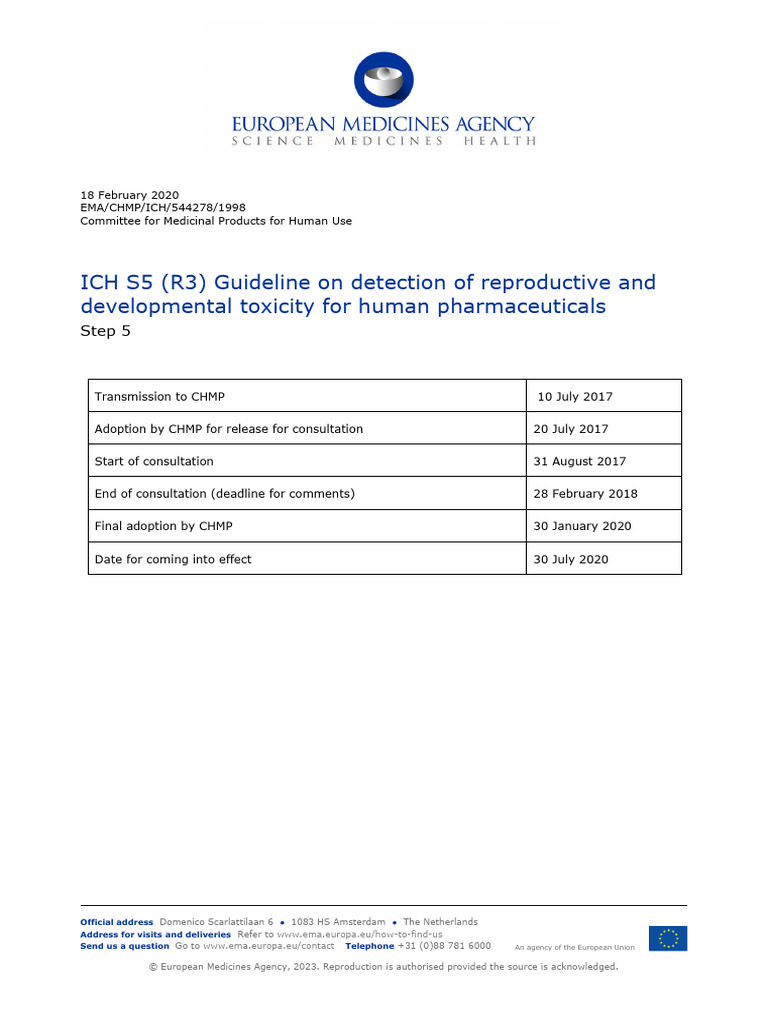 Ich-S5-R3-Guideline-Detection-Reproductive-And-Developmental-Toxicity-Human-Pharmaceuticals-Step ...