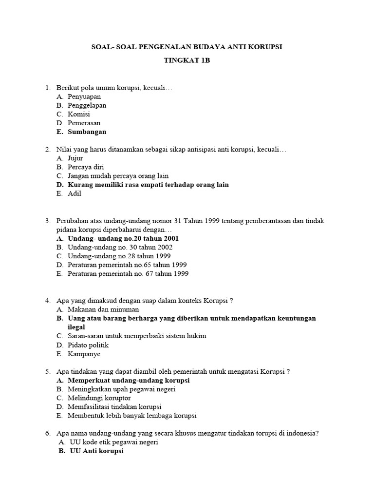 Soal Pbak Kelas 1B-1-1 | PDF