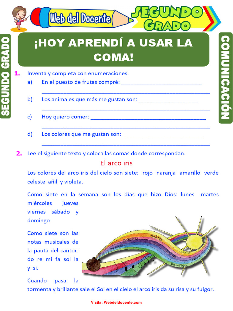 Uso de La Coma para Segundo Grado de Primaria | PDF