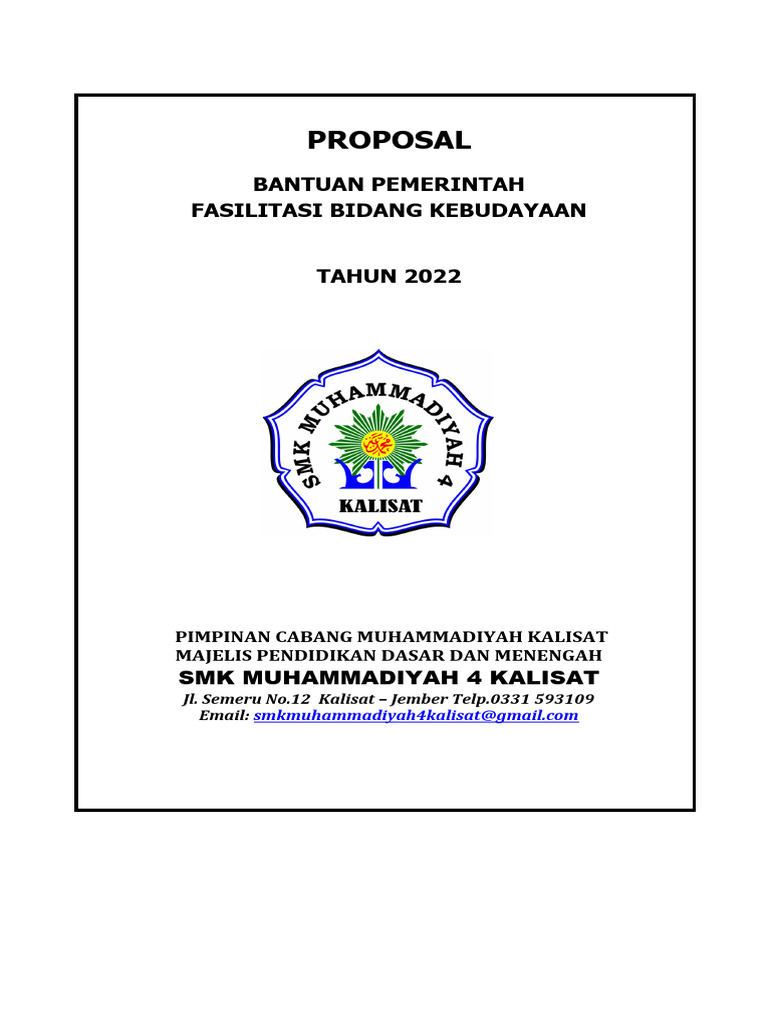 Proposal Fasilitasi Kebudayaan 2022 SMK Muh 4 Kalisat | PDF